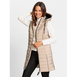 Longweste Inspirationen, Damen, Gr. 44, beige, 100% Polyester, unifarben, Westen Longweste