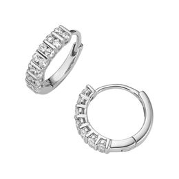 Paar Creolen Firetti "Schmuck Geschenk Silber 925 Ohrschmuck Ohrringe", silberfarben, kristallwei&szlig;, kristallwei&szlig;, Ohrringe, Damen, 13mm, Silber 925 (Sterlingsilber), Paar Creolen, mit Zirkonia (synth.)