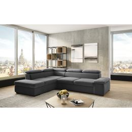 Sit & More Ecksofa SIT & MORE "Alcudia L-Form", grau, B:272cm H:73cm T:226cm, 98% Polyester, 2% Polyamid, Sofas, Ecksofa, mit Armteilverstellung, optional Kopfteilverstellung und Bettfunktion