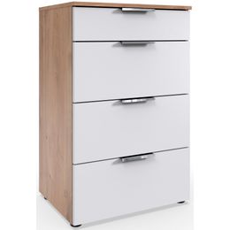 Schubkastenkommode wimex "Level by fresh to go", wei&szlig; (front wei&szlig;, korpus plankeneiche nachbildung), B:54cm H:84cm T:41cm, Holzwerkstoff, Sideboards, Schubkastenkommode, 4 Schubladen mit soft-close Funktion, 54cm breit, 84cm hoch