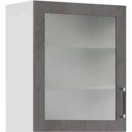 Glash&auml;ngeschrank IMPULS K&Uuml;CHEN "Prag", Breite/H&ouml;he: 50 oder 60/72,3 cm", grau (beton, optik schiefer dunkelgrau), B:60cm H:72,3cm T:34,2cm, Dekorfolie, Glas, Holzwerkstoff, Schr&auml;nke, Glash&auml;ngeschrank, vormontiert, mit Glasdreht&uuml;r, mit verstellbarem Glasfachboden