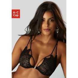 B&uuml;gel-BH JETTE, Damen, Gr. 85, Cup A, schwarz, Microtouch, Obermaterial: 88% Polyamid, 12% Elasthan, BHs B&uuml;gel-BH, aus transparentem Netzmaterial mit B&auml;nder-Look