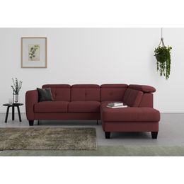 Sit & More Ecksofa SIT & MORE "Belluci L-Form", lila (chianti), B:249cm H:85cm T:195cm, Sofas, Ecksofa, inklusive Federkern, wahlweise mit Bettfunktion und Bettkasten