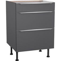 Unterschrank KOCHSTATION "KS-Aken", grau (anthrazit), B:60cm H:87cm T:58,4cm, Schr&auml;nke, Unterschrank