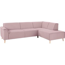 Ecksofa Home Affaire "Janek Scandic Design, elegant und zeitlos, L-Form", rosa (flamingo), B:263cm H:81cm T:191cm, Struktur fein ( 100% Polyester);Struktur weich (92% Polyester, 8% Nylon);Struktur fein ( 100% Polyester), Sofas, Ecksofa, mit Federkern und Keder in scandinavischem Design
