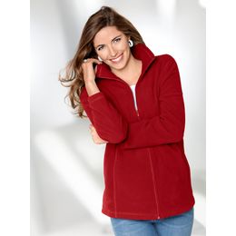 Fleecejacke Classic Basics, Damen, Gr. 40, rot (weinrot), 100% Polyester, unifarben, figurumspielend, Jacken Fleecejacke