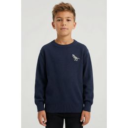 Sweatshirt name it "NMMVALLEN LS NREG SWEAT BRU", Jungen, Gr. 110, navy blazer print:dino, angeraute Sweatware, Obermaterial: 60% Baumwolle, 40% Polyester, unifarben, normal normal, Rundhals, Rippb&uuml;ndchen, Sweatshirts Sweatshirt