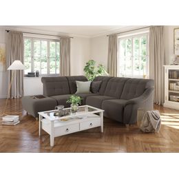 Ecksofa Home Affaire "Boston L-Form", braun, B:272cm, Struktur (100% Polyester);Luxus-Microfaser Florence (100% Polyester);Chenille (100% Polyester);NaturLEDER (reines Rindsleder), Sofas, Ecksofa, Kopfteilverstellung an jeder Sitzfl&auml;che, wahlweise Relaxfunktion