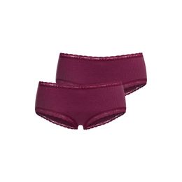 Panty s.Oliver, Damen, Gr. 36/38, 2 Stk., rot (bordeaux), Obermaterial: 95% Baumwolle, 5% Elasthan. Spitze: 90% Polyamid, 10% Elasthan. Zwickel: 95% Baumwolle, 5% Elasthan, unifarben, Unterhosen Panty, aus weicher Ripp-Qualit&auml;t