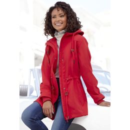 Softshelljacke Vivance ACTIVE, Damen, Gr. 48, rot, Softshell, Obermaterial: 100% Polyester, unifarben, figurbetont kniefrei, B&uuml;ndchen mit Gummizug, Jacken Softshelljacke, mit Kordelzug an der Taille, Topseller