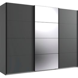 Schwebet&uuml;renschrank wimex "Norderstedt", grau (graphit, spiegel), B:270cm H:210cm T:64cm, Holzwerkstoff, Schr&auml;nke, Schwebet&uuml;renschrank, INKLUSIVE 2 Stoffboxen und 2 zus&auml;tzliche Einlegeb&ouml;den, mit Spiegel