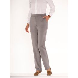 Schlupfhose Classic Basics, Damen, Gr. 44, Normalgr&ouml;&szlig;en, grau (taupe, meliert), 83% Polyester, 15% Viskose, 2% Elasthan, meliert, lang, Hosen Schlupfhose