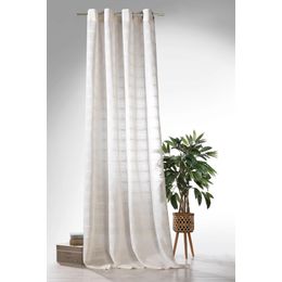 Weckbrodt-Gardinen Vorhang WECKBRODT "Boho" Gr. 1, beige (natur), B:135cm H:245cm, Leinen, Polyester, Gardinen, Vorhang, Leinen-Optik, Webstreifen, halbtransparent, Gardine, Store