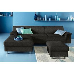 Ecksofa DOMO collection "Jamie, modern und elegant, Fu&szlig;h&ouml;he 9cm, L-Form", schwarz, B:251cm H:72cm T:80cm, Sofas, Ecksofa, wahlweise mit Bettfunktion