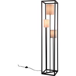 Trio LEUCHTEN Stehlampe "ROSS, Stehleuchte 3-flammig exkl 3xE27 max 25W Flur Wohnzimmer", schwarz (schwarz matt mehrfarbig), 3, H: 153cm, 1 Stk., Leuchten, Stehlampe 153 cm mit Fu&szlig;schalter, Stoffschirme Leuchtmittel wechselbar, Stehlampe
