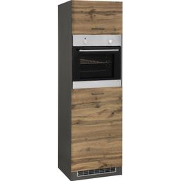 Backofen/K&uuml;hlumbauschrank KOCHSTATION "KS-Trier", grau (wotaneiche, grafit), B:60cm H:200cm T:60cm, Holzwerkstoff, MDF, Schr&auml;nke, Backofen/K&uuml;hlumbauschrank, Breite 60 cm