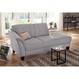 Recamiere Home Affaire "Trondheim", grau, B:197cm H:89cm T:90cm, Luxus-Microfaser (90% Polyester, 10% Polyamid);Struktur fein (100% Polyester);Flachgewebe (100% Polyester), Sofas, Recamiere, freistehend, mit Federkern, Knopfheftung im R&uuml;cken, F&uuml;&szlig;e Buche