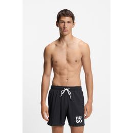 Badehose HUGO UNDERWEAR "Paolo", Herren, Gr. XXL (56), N-Gr, schwarz 001, Web, Obermaterial: 100% Polyacryl, Badehosen Badehose, mit Stack-Logo, Tunnelzug