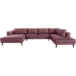 Wohnlandschaft Home Affaire "Lumber Jack, viel Platz, bequem, Breite 354cm, hoher Fu&szlig;, U-Form", rosa (altrosa), B:354cm H:85cm T:201cm, Sofas, Wohnlandschaft, in moderner Optik