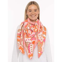 Dreieckstuch Zwillingsherz "Paisley all over", Damen, orange pink beige, Strick, Materialmix, gemustert, mehrfarbig, Modet&uuml;cher Dreieckstuch, modisches Muster, Strick, w&auml;rmend