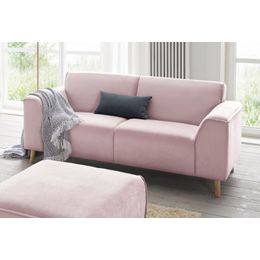 2-Sitzer Home Affaire "Janek Scandic Design, elegant und zeitlos", rosa (flamingo), B:178cm H:81cm T:90cm, Struktur fein ( 100% Polyester);Struktur weich (92% Polyester, 8% Nylon);Struktur weich (92% Polyester, 8% Nylon), Sofas, 2-Sitzer, mit Federkern und Keder in scandinavischem Design