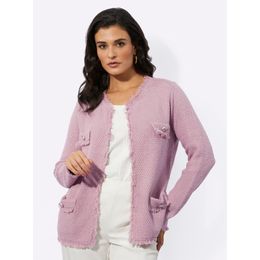 CR&Eacute;ATION L Strickjacke CREATION L, Damen, Gr. 40, lila (mauve), 40% Baumwolle, 40% Viskose, 20% Modal, unifarben, Strickjacken Strickjacke
