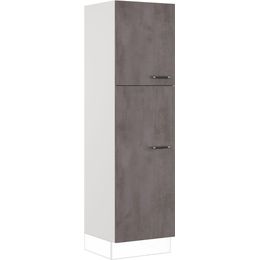 Seitenschrank IMPULS K&Uuml;CHEN "Prag", Breite/H&ouml;he: 60/205,1 cm", grau (beton, optik schiefer dunkelgrau), B:60cm H:205,1cm T:57,6cm, Dekorfolie, Holzwerkstoff, Schr&auml;nke, Seitenschrank, vormontiert, mit Dreht&uuml;ren, mit verstellbarem Fachboden