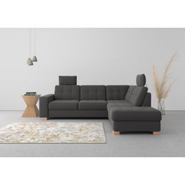 Sit & More Ecksofa SIT & MORE "Quincy L-Form", grau (dunkelgrau), B:249cm H:82cm T:213cm, Sofas, Ecksofa, wahlweise mit Bettfunktion und Bettkasten