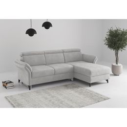 Ecksofa Home Affaire "Glendale, L-Form", silber, B:253cm H:84cm T:166cm, 90% Polyester, 10% Polyamid, Sofas, Ecksofa, inkl. Kopfteilverstellung, wahlweise mit Vorziehsitz und Bettkasten