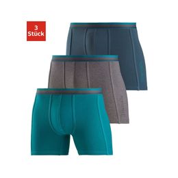 Langer Boxer Bench., Herren, Gr. XXL, 3 Stk., bunt (dunkelpetrol, anthrazit, meliert, petrol), Jersey, Obermaterial: 92% Baumwolle, 8% Elasthan (LYCRA), unifarben, Unterhosen Langer Boxer, Unterhosen mit elastischem Bund und Logodruck auf dem Bein, Topseller