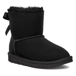 UGG Australia Winterboots UGG "K MINI BAILEY BOW II", M&auml;dchen, Gr. 2 (33,5), schwarz, Lammfell, Veloursleder, Schuhe Winterboots, Schlupfboots, Winterstiefel, Snowboots mit Warmfutter
