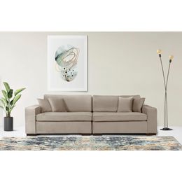 2-Sitzer Home Affaire "Skara", beige (dunkelbeige), B:220cm H:86cm T:100cm, 100% Polyester, Sofas, 2-Sitzer, Lounge-Sofa mit Federkernpolsterung, in vielen Bezugsvarianten