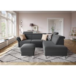 Sit & More Ecksofa SIT & MORE "Vincenzo L-Form", grau (anthrazit), B:245cm H:84cm T:193cm, Sofas, Ecksofa, inklusive Kopfteilverstellung, wahlweise mit Bettfunktion, Bettkasten