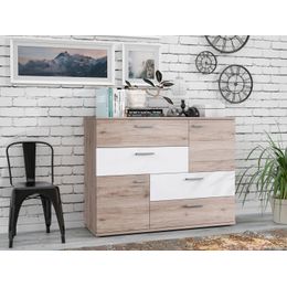 Kommode FORTE "Skive", beige (sandeiche, wei&szlig;), B:125cm H:95,9cm T:41,3cm, Sideboards, Kommode, Breite ca. 125 cm