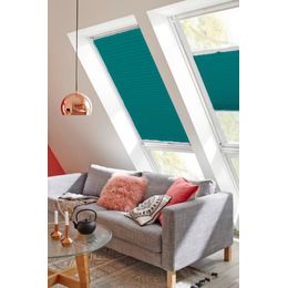 Dachfensterplissee SUNLINES "StartUp Style Honeycomb TL", blau (petrol, wei&szlig;), B:49,3cm H:121,5cm, Obermaterial: 100% Polyester, Plissees, Dachfensterplissee, mit F&uuml;hrungsschienen
