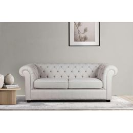 3-Sitzer Home Affaire "CHARENTE, optionale Schlafsofa, Chesterfield-Sofa, Bettfunktion", beige (creme), B:198cm H:74cm T:89cm, 100% Polyester, Sofas, 3-Sitzer, mit edler Knopfheftung und typischen Armlehnen, B/T/H 198/89/74 cm