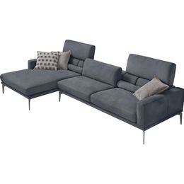 Ecksofa Egoitaliano "Masu, Design trifft sensationellen Sitzkomfort", grau (charcoal), B:277cm H:95cm T:157cm, Sofas, Ecksofa, inkl. 2 Kissenrollen, R&uuml;ckenelemente manuell verstellbar, Metallf&uuml;&szlig;e