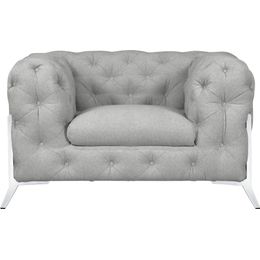 Chesterfield-Sessel Home Affaire "Amaury Sessel", silber, B:125cm H:75cm T:97cm, Struktur (100% Polyester9;Samtoptik (100% Polyester), Sessel, Chesterfield-Sessel, aufw&auml;ndige Knopfheftung, moderne Chesterfield Optik, Fu&szlig;farbe w&auml;hlbar