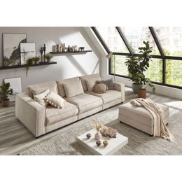 3-Sitzer "Valan", beige (creme), B:279cm H:83cm T:126cm, ATLANTIC HOME COLLECTION, Sofas, 3-Sitzer, XXL-Sitzfl&auml;che, mit Cord-Bezug, frei stellbar, mit Wellenunterfederung