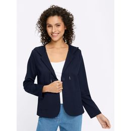 Sweatblazer Heine "Sweatblazer", Damen, Gr. 44, marine, 76% Polyester, 20% Viskose, 4% Elasthan, Blazer Sweatblazer