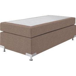 Boxspringbett "Holland", beige (schwarz beige), B:92cm L:201cm, Strukturstoff (77% Polyester und 23% Viskose), Westfalia Schlafkomfort, Komplettbetten, Boxspringbett, ohne Kopfteil, frei im Raum stellbar