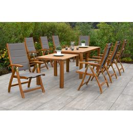 Garten-Essgruppe Merxx "Acapulco", beige (natur, grau), Polyester, Massivholz, Polyester, Sitzm&ouml;bel-Sets, Garten-Essgruppe