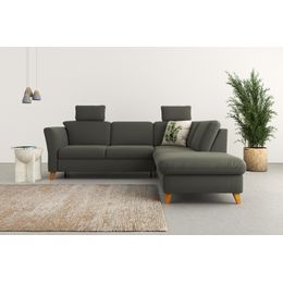 Ecksofa Home Affaire "Trelleborg L-Form", grau (anthrazit), B:252cm H:86cm T:213cm, 100% Polyester, Sofas, Ecksofa, Federkern-Polsterung, wahlweise mit Bettfunktion und Stauraum