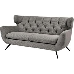 2,5-Sitzer 3C CANDY "Beatrice, extravagantes Megasofa, bequem, K&uuml;chensofa", grau (dunkelgrau), B:200cm H:94cm T:95cm, 88% Polyester, 12% Polyacryl, Sofas, 2 5-Sitzer, mit R&uuml;ckensteppung im Rautenmuster, in Samt Optik oder in Breitcord