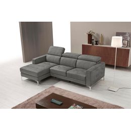 Ecksofa Egoitaliano "Matt, erstklassiger Sitzkomfort, aufwendige Detailverarbeitung, L-Form", grau (steingrau), B:247cm H:100cm, Luxus-Micofaser Lederoptik (100% Polyester) ist ein neues technisches Gewebe mit einem visuellen und taktilen Aspekt, der dem Nubuk sehr nahe kommt, mit innovativen Eigenschaften. Seine au&szlig;erordentliche Weichheit kommt von einem exklusiven Produktionsprozess, der Unreinh