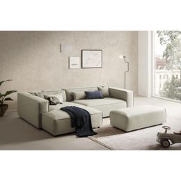 Ecksofa "PIARA XXL, L-Form, Schlaffunktion, Cord, Leinenoptik o. Strukturstoff", gr&uuml;n (hellgr&uuml;n), B:288cm H:66cm T:198cm, 100% Polyester, LeGer Home by Lena Gercke, Sofas, Ecksofa, Hocker stellbar zum Schlafsofa (Krokodilverbinder), tiefe Sitzfl&auml;che