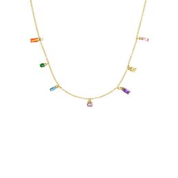 Kette mit Anh&auml;nger s.Oliver "Regenbogen", bunt (gelbgoldfarben, orange, gr&uuml;n, blau, rosa, lila, gelb, pink), Halsketten, Damen, Silber 925 (Sterlingsilber), L: 45, Kette mit Anh&auml;nger, mit Zirkonia (synth.)