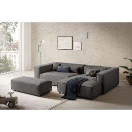 Ecksofa "PIARA XXL, L-Form, Schlaffunktion, Cord, Leinenoptik o. Strukturstoff", grau (anthrazit), B:288cm H:66cm T:198cm, 100% Polyester, LeGer Home by Lena Gercke, Sofas, Ecksofa, Hocker stellbar zum Schlafsofa (Krokodilverbinder), tiefe Sitzfl&auml;che