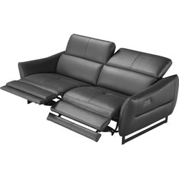 2,5-Sitzer Egoitaliano "Dafne, elegantes Designsofa mit hohem Sitzkomfort", schwarz, B:208cm H:97cm T:108cm, Leder &raquo;BULL&laquo; (echtes Rindsleder). Geschliffenes, pigmentiertes und behandeltes Rindsleder mit einer Dicke von 1, 3-1, 5 mm. Dieses Leder zeigt eine ziemlich weiche Hand mit einem halb undurchsichtigen Aussehen. Es handelt sich um ein gesch&uuml;tztes Leder. Eine leichte Deckschicht sch&uuml;tzt sie v