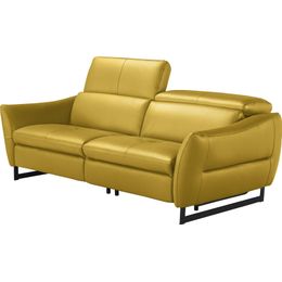 2,5-Sitzer Egoitaliano "Dafne, elegantes Designsofa mit hohem Sitzkomfort", gelb, B:208cm H:97cm T:108cm, Leder &raquo;BULL&laquo; (echtes Rindsleder). Geschliffenes, pigmentiertes und behandeltes Rindsleder mit einer Dicke von 1, 3-1, 5 mm. Dieses Leder zeigt eine ziemlich weiche Hand mit einem halb undurchsichtigen Aussehen. Es handelt sich um ein gesch&uuml;tztes Leder. Eine leichte Deckschicht sch&uuml;tzt sie vor 